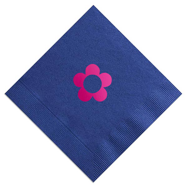 Disco Floral Initial Napkin, Fuchsia Foil | Paperless Post Party Shop