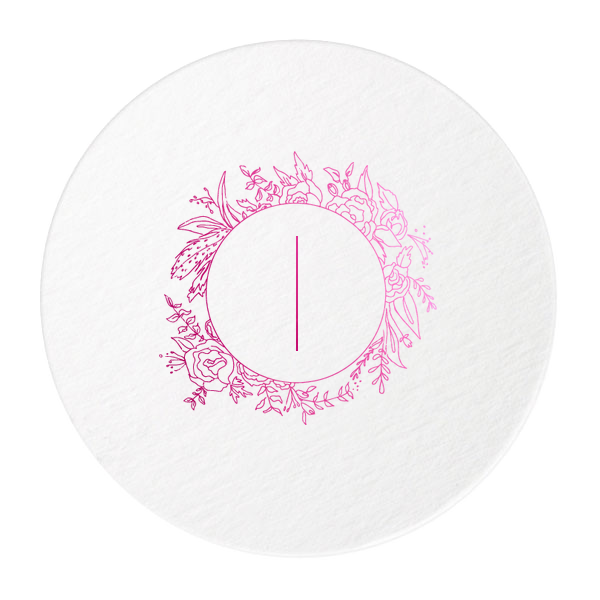 Floral Border Initials Coasters, Fuchsia Foil | Paperless Post Party Shop
