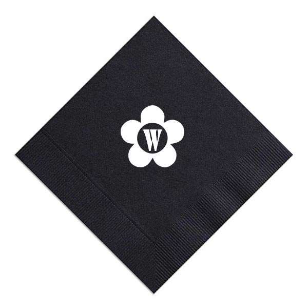 Disco Floral Initial Napkin, White Foil | Paperless Post Party Shop