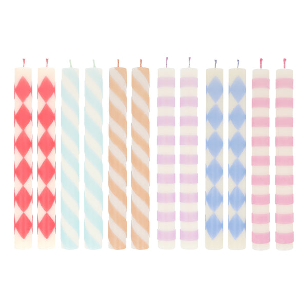 Patterned Table Candles, Pack of 12 | Paperless Post Party Shop