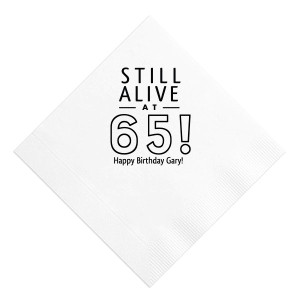 Still Alive Birthday Napkin, Black Foil | Paperless Post Party Shop