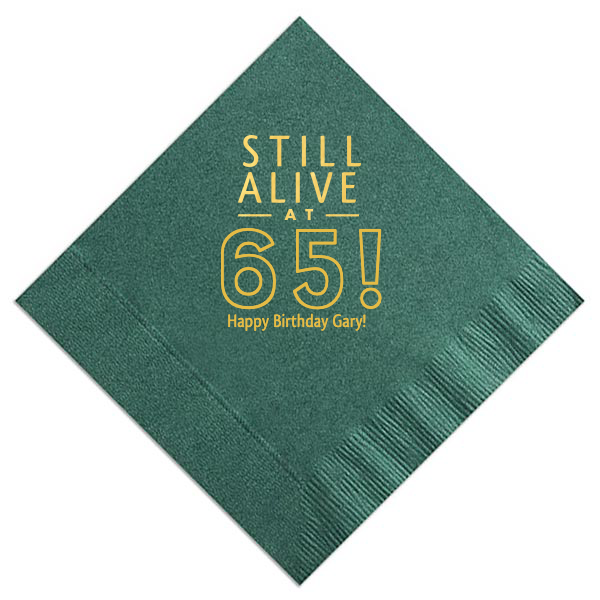 Still Alive Birthday Napkin, Gold Foil | Paperless Post Party Shop