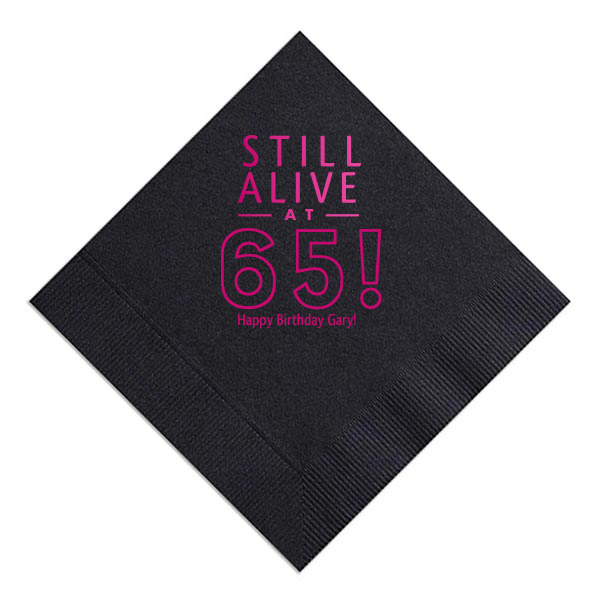 Still Alive Birthday Napkin, Fuchsia Foil | Paperless Post Party Shop