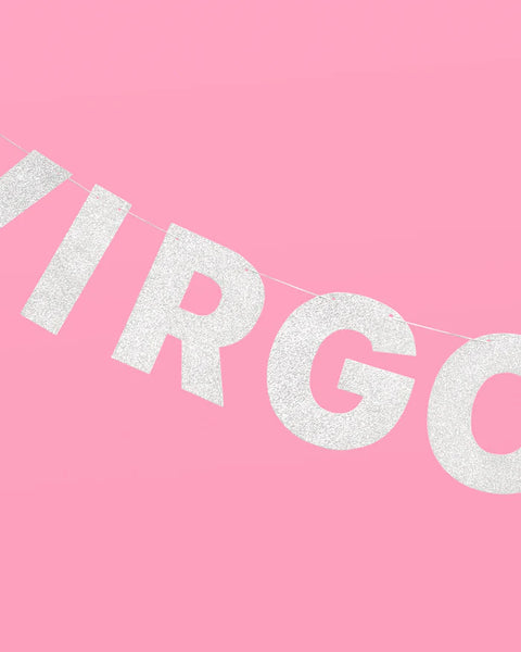 Virgo Season Banner - Silver Glitter Banner | Paperless Post Party Shop