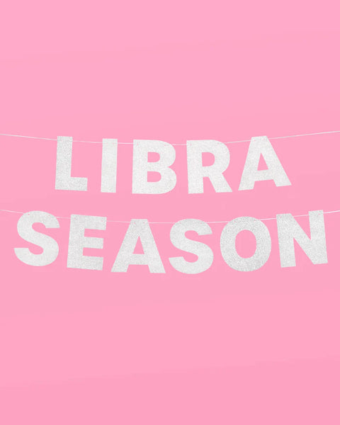 Libra Season Banner - Silver Glitter Banner | Paperless Post Party Shop
