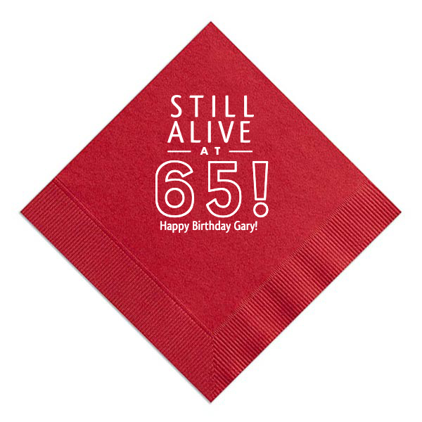Still Alive Birthday Napkin, White Foil | Paperless Post Party Shop