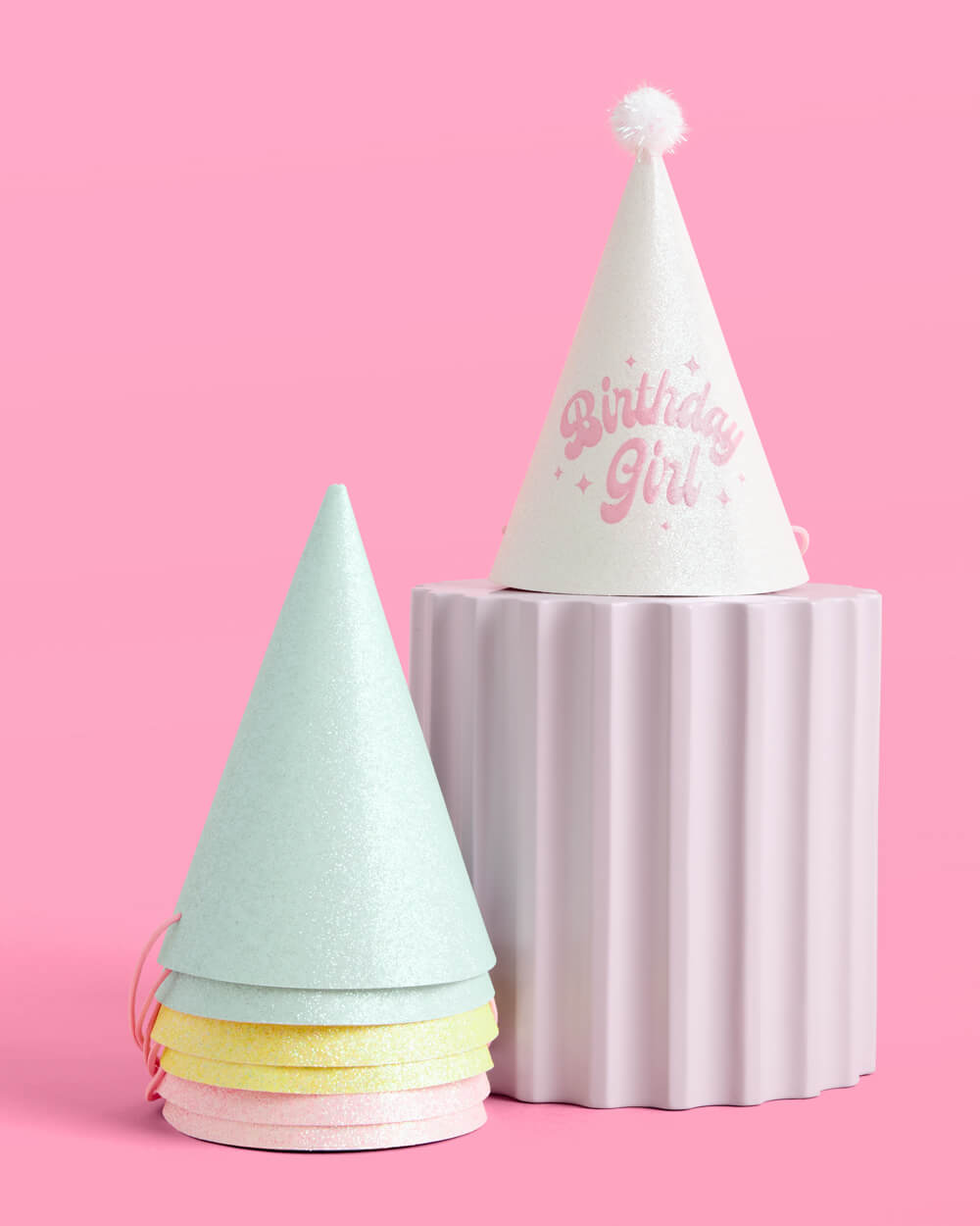 Pastel Party Hats - 13 glitter paper hats | Paperless Post Party Shop