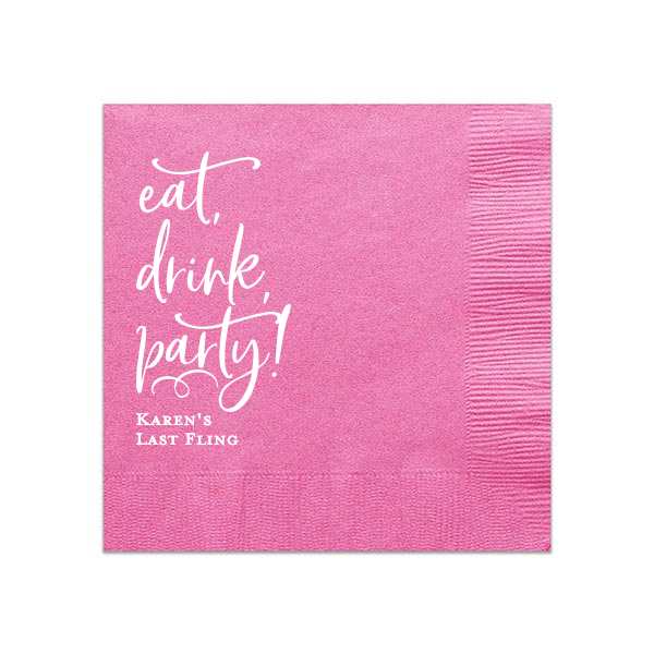 Eat, Drink, Party Cocktail Napkin, White Foil | Paperless Post Party Shop