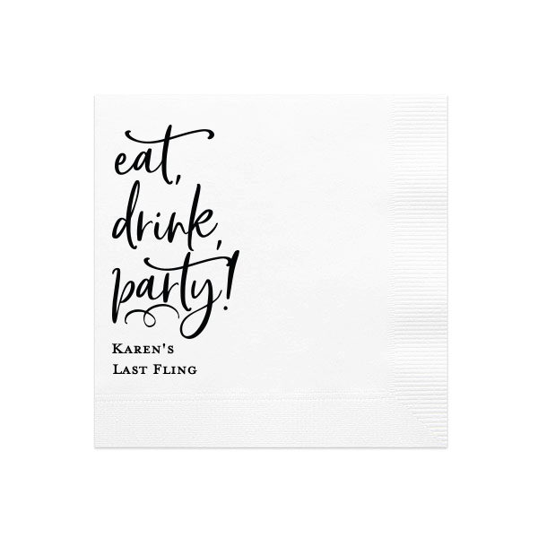Eat, Drink, Party Cocktail Napkin, Black Foil | Paperless Post Party Shop