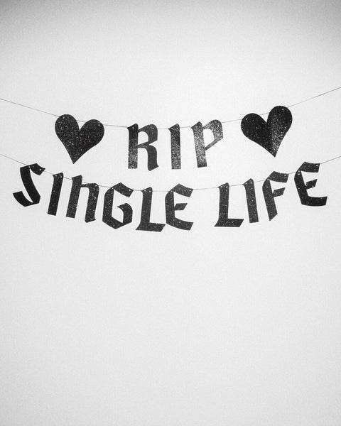 Rip Single Life Banner - Black Glitter Banner | Paperless Post Party Shop
